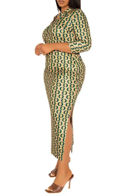 BUXOM COUTURE Geometric Print Body-con Maxi Dress