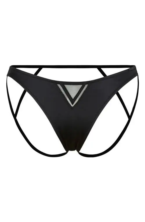 SAVAGE X FENTY Satin Vixen Crotchless Briefs - Black Caviar
