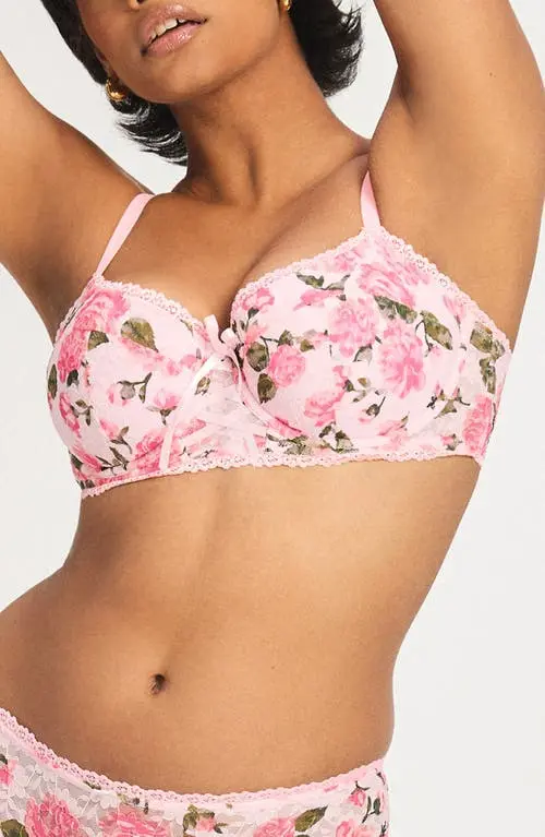 SAVAGE X FENTY Sinful Rose Lace Balconette Bra - Sweet Pink Rosy Passions Print