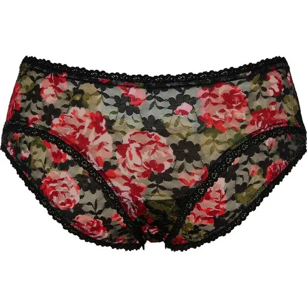 SAVAGE X FENTY Sinful Rose Lace Briefs - Black Caviar Rosy Passions