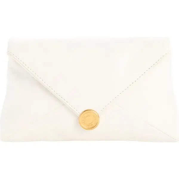 Dries Van Noten Leather Envelope Clutch With Chain Strap - Pearl 12