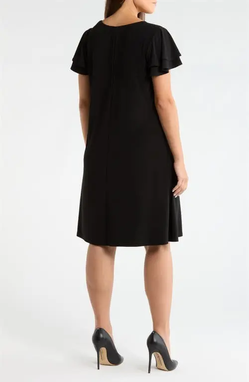 Anne Klein Double Flutter Sleeve A-line Dress