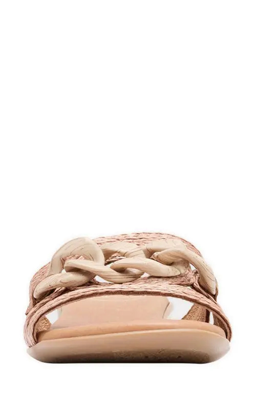 Andre Assous Neela Slide Sandal - Cognac Raffia