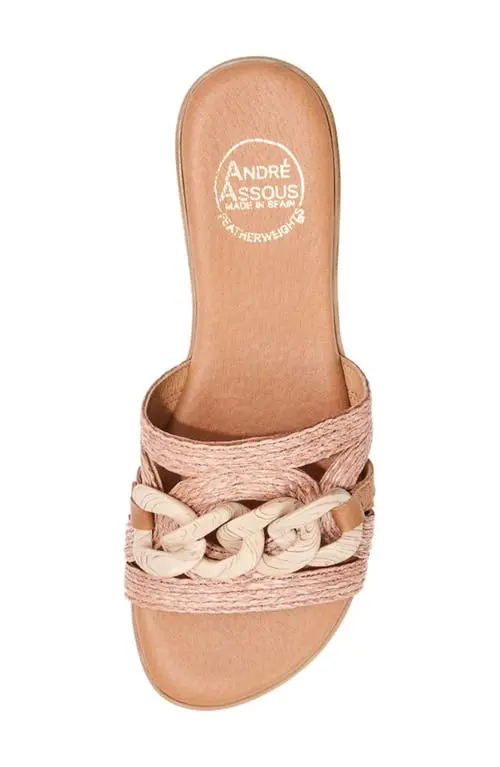 Andre Assous Neela Slide Sandal - Cognac Raffia