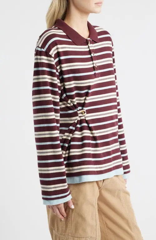 DAMSON MADDER Striped Rugby Top With Button Waist Detail