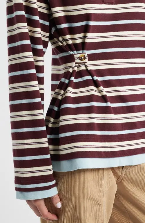 DAMSON MADDER Striped Rugby Top With Button Waist Detail