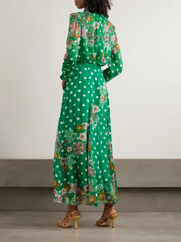 Saloni Jacqui-B Floral-Print Maxi Dress - Green | Editorialist