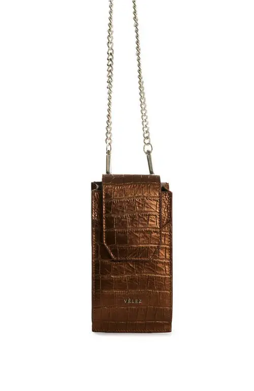 VELEZ Serpia Folia Leather Phone Holder - Bronze