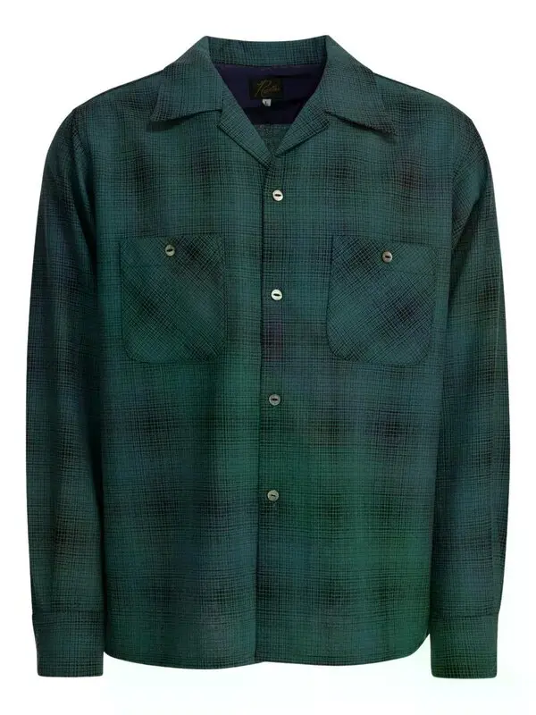 Needles One-up Checked Chest-pocket Shirt - Blue