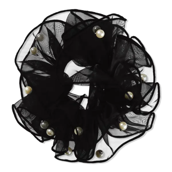 SCUNCI Scrunchie With Faux Pearl Accents - One-color