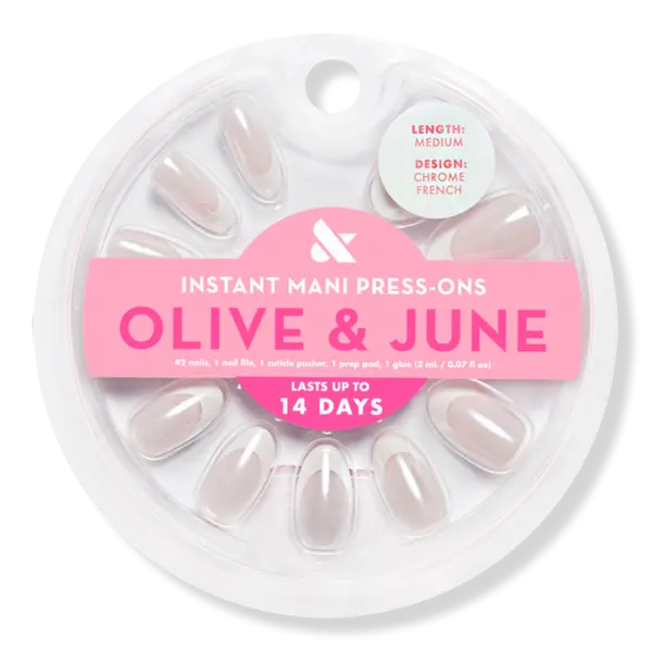 OLIVE & JUNE Instant Mani Press-on Nails Chrome French - One-color