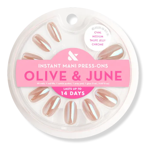 OLIVE & JUNE Instant Mani Press-on Nails Taupe Jelly Chrome - One-color