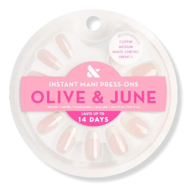 OLIVE & JUNE Instant Mani Press-on Nails White Chrome French - One-color