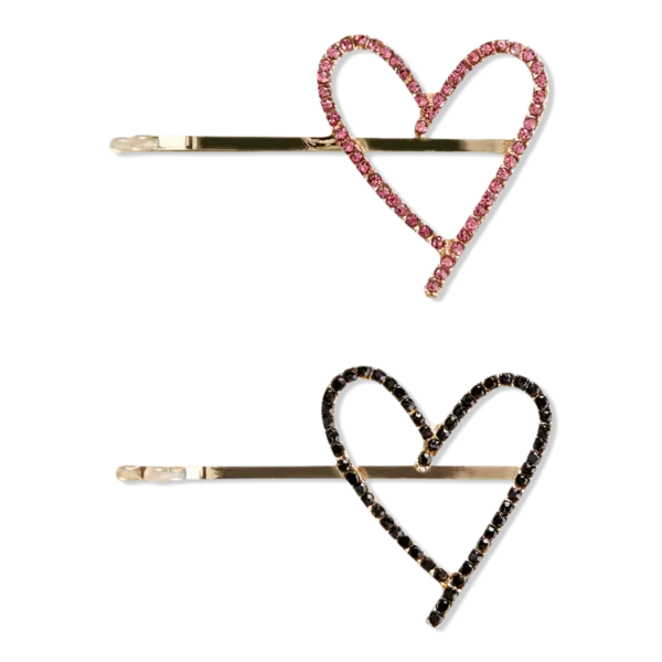 SCUNCI Heart Bobby Pins With Rhinestone Detail Set - One-color