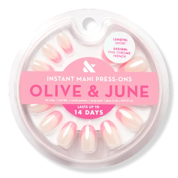 OLIVE & JUNE Instant Mani Press-on Nails Pink Chrome French - One-color