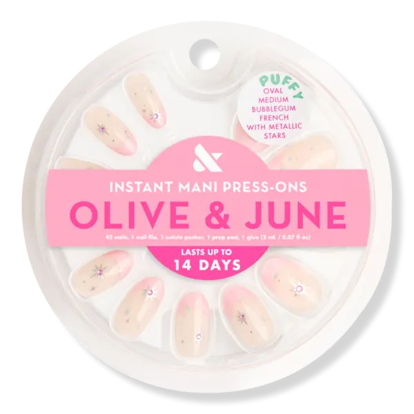 OLIVE & JUNE Instant Mani Press-on Nails Star Gem French - One-color