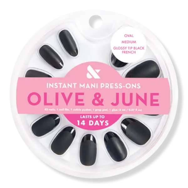 OLIVE & JUNE Instant Mani Press-on Nails Glossy Tip Black French - One-color