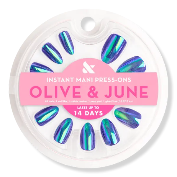 OLIVE & JUNE Instant Mani Press-on Nails Electric Blue Iridescent - One-color
