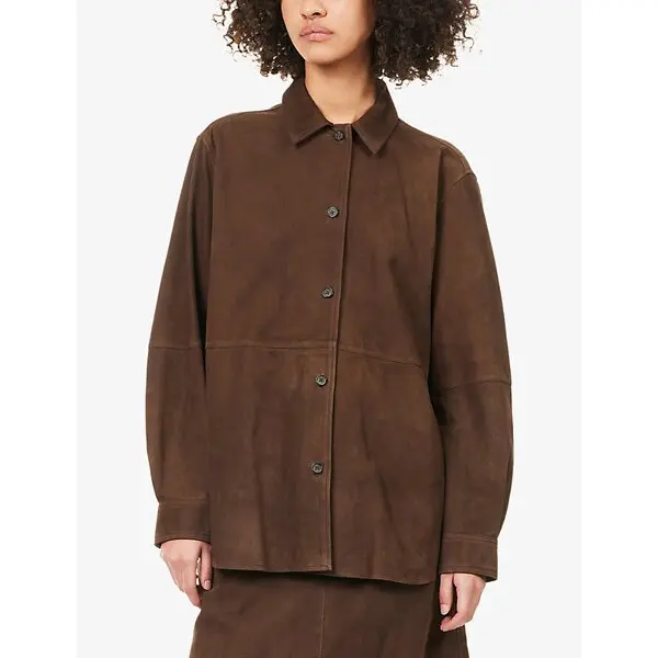 TOTEME Soft Long-sleeves Suede Overshirt