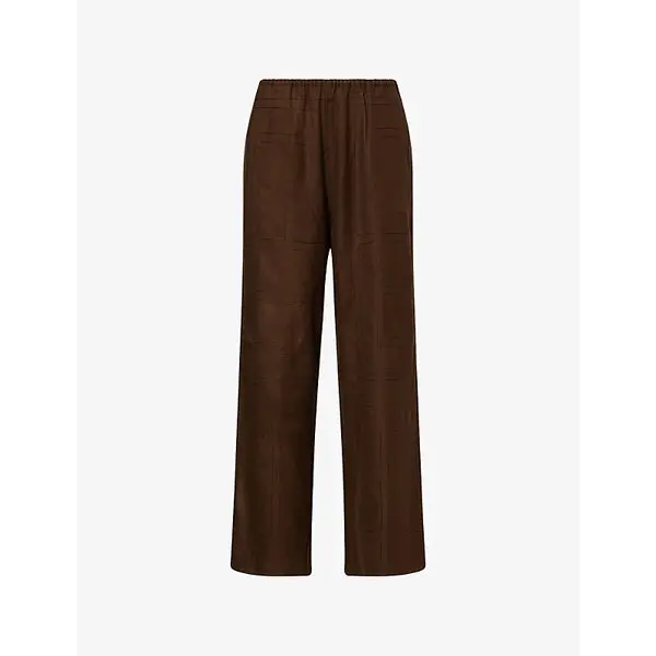 TOTEME Monogram Wide-leg Woven Pyjama Bottoms - Dark Brown