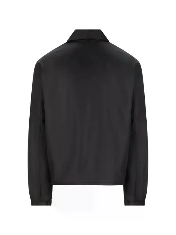 Prada Button-fastening Jacket With Logo Plaque
