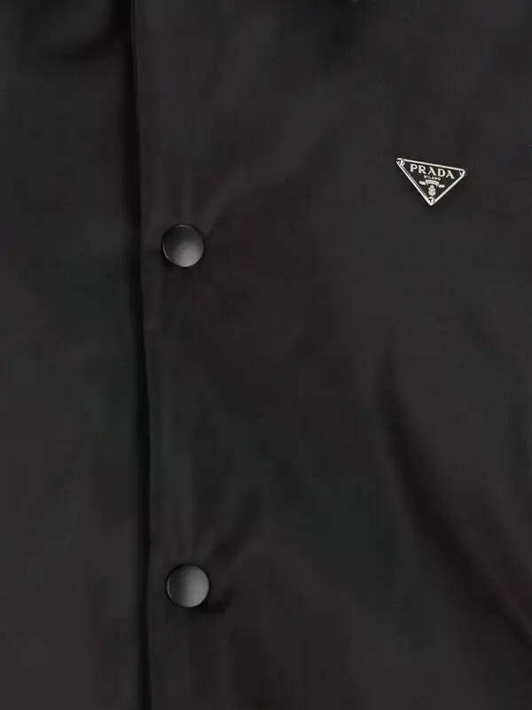Prada Button-fastening Jacket With Logo Plaque