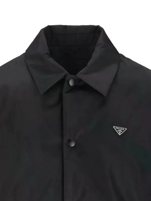 Prada Button-fastening Jacket With Logo Plaque