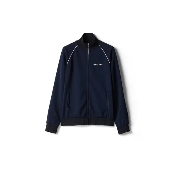 Miu Miu Technical Jersey Blouson Jacket - Navy