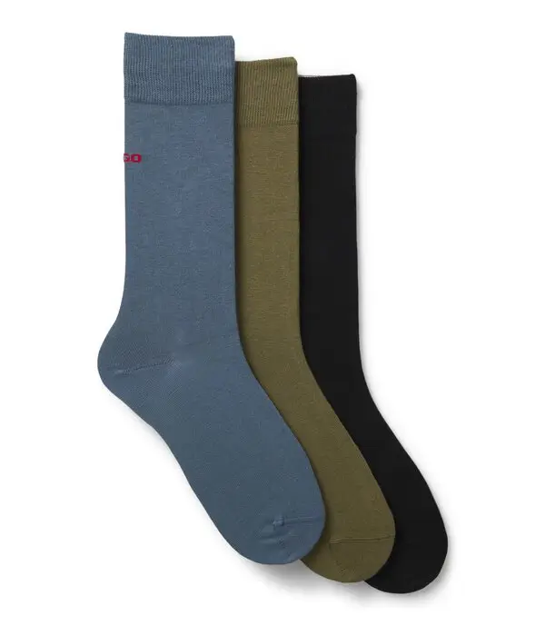 Hugo Three-pack Of Logo Regular Length Socks - Patterned