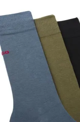 Hugo Three-pack Of Logo Regular Length Socks - Patterned