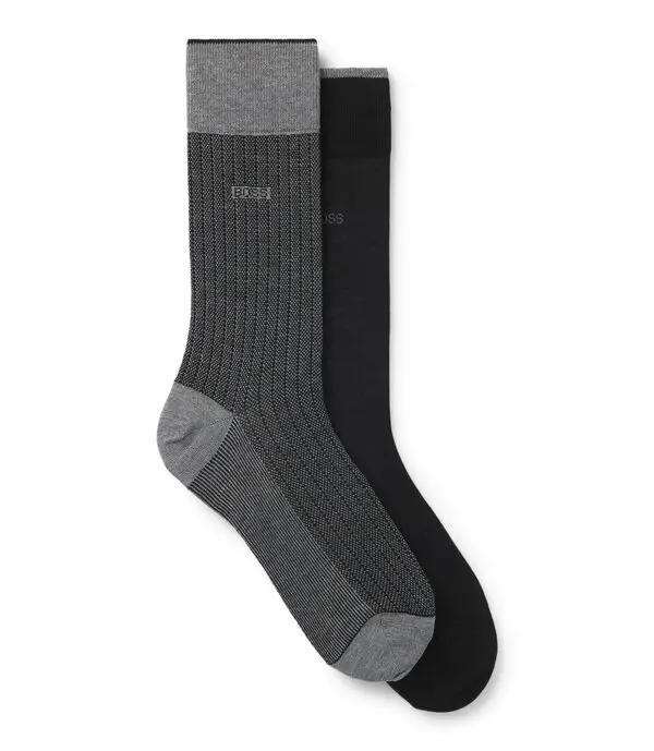 BOSS Two-pack Mercerized Cotton Socks - Black