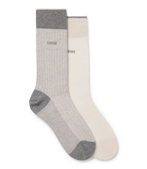 BOSS Two-pack Mercerized Cotton Socks - Light Beige