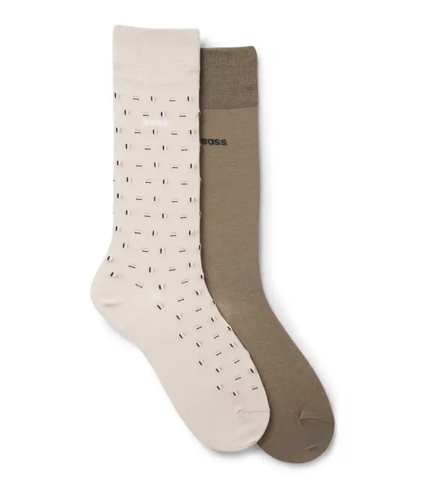 BOSS Two-pack Of Regular-length Cotton-blend Socks - Light Beige