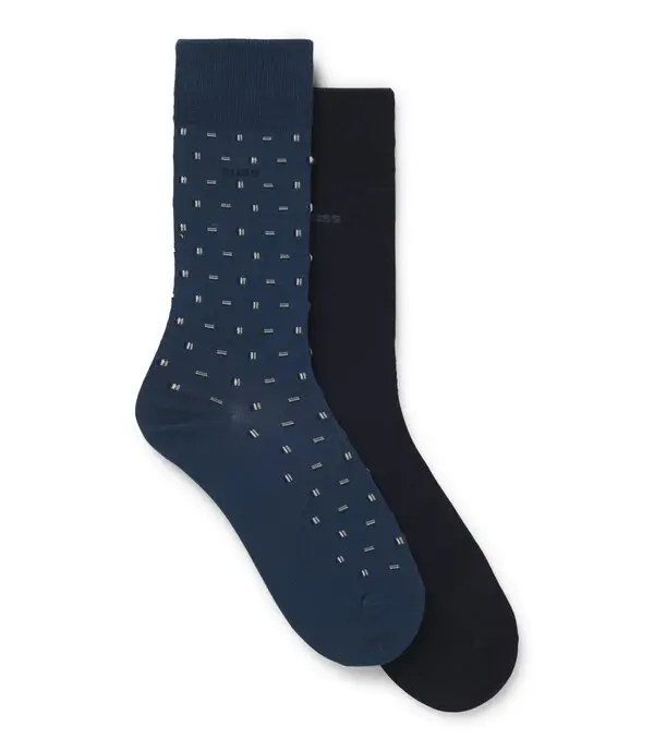 BOSS Two-pack Of Regular-length Cotton-blend Socks - Light Blue