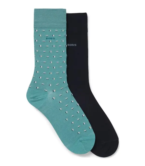 BOSS Two-pack Of Regular-length Cotton-blend Socks - Turquoise