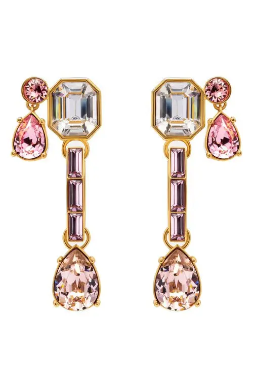 Oscar De La Renta Baguette Rhinestone Drop Earrings - Rose