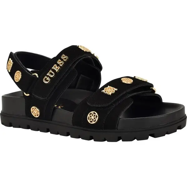 Guess Quarter-strap Studded Sandals - Black