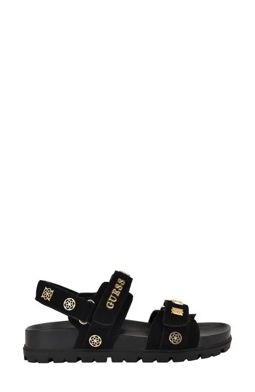 Guess Quarter-strap Studded Sandals - Black