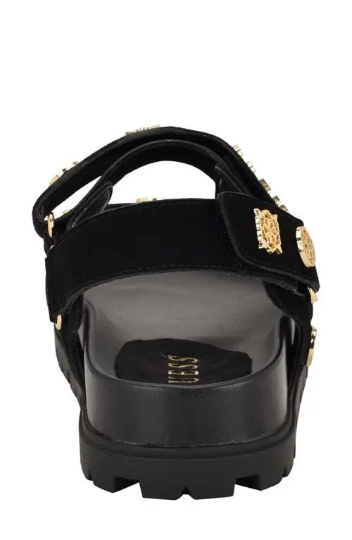 Guess Quarter-strap Studded Sandals - Black