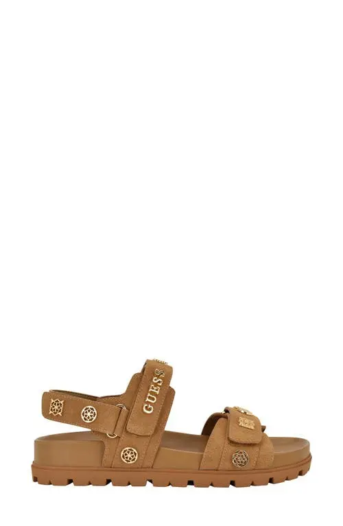 Guess Quarter-strap Studded Sandals - Natural