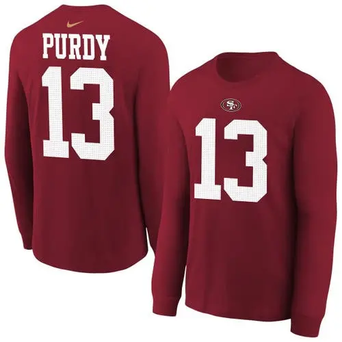 Nike Youth Brock Purdy San Francisco 49ers Player Name & Number Long Sleeve T-shirt - Scarlet