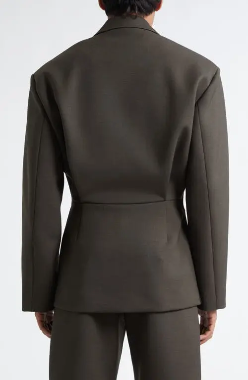 Jacquemus La Veste Gardian Peplum Sport Coat - Dark Khaki