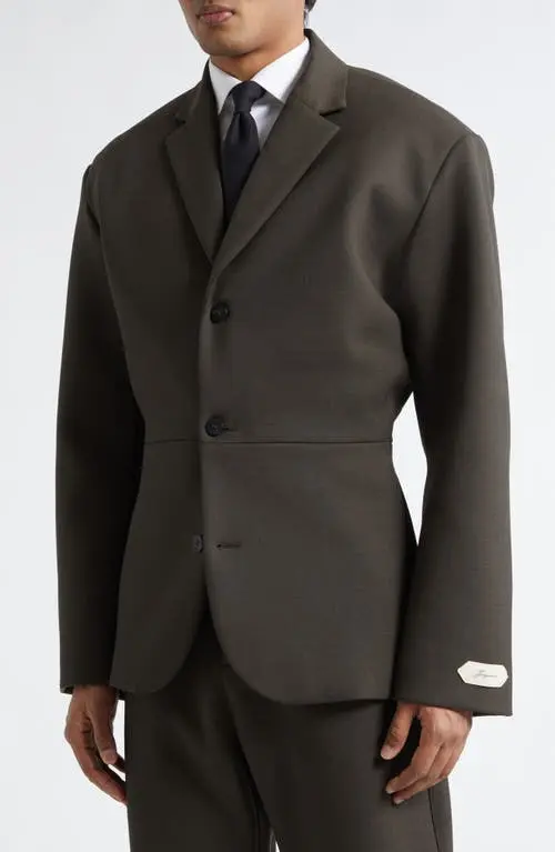 Jacquemus La Veste Gardian Peplum Sport Coat - Dark Khaki