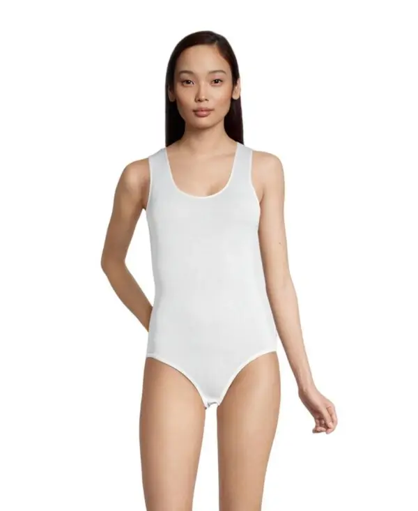 OSCALITO Cotton Scoop Neck Tank Top Bodysuit - White