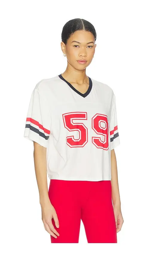 Splits59 Rex Varsity Jersey V-neck Top - White