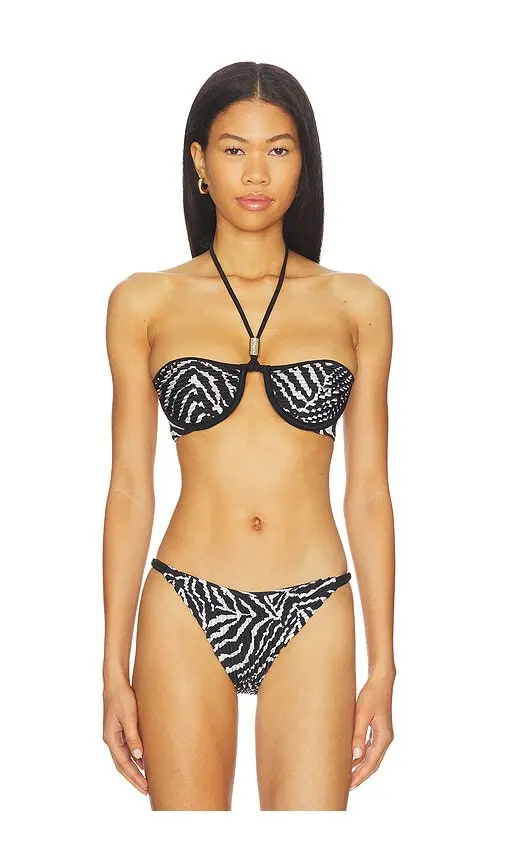 SELIA RICHWOOD Gal Halter Bikini Top - Zebra
