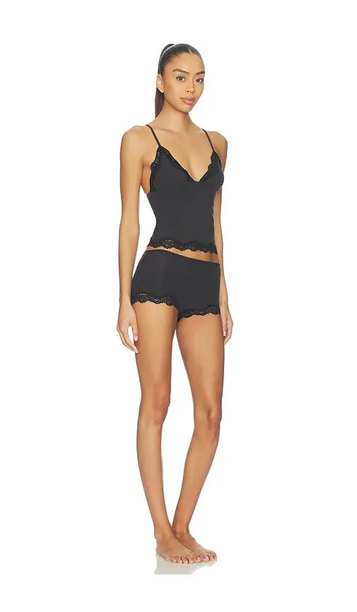 SKIMS Fits Everybody Lace Cami And Boyshort Set - Onyx
