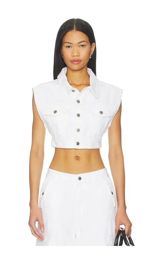 Ksubi Cropped Denim Vest - White