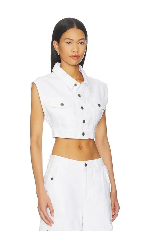 Ksubi Cropped Denim Vest - White