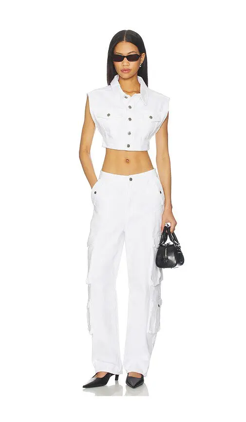 Ksubi Cropped Denim Vest - White